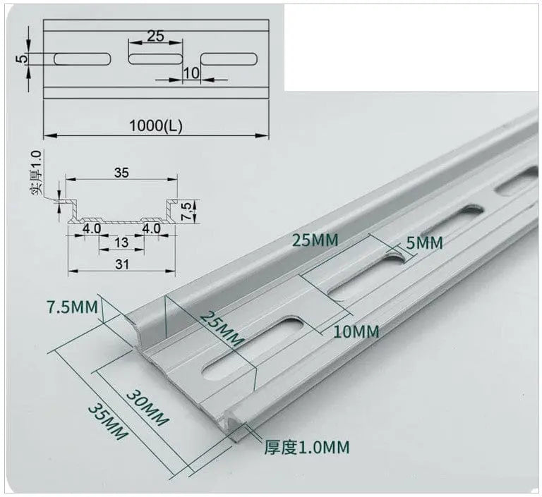 DIN Rail - 35mm X 1000mm Long - 3D Printing Canada