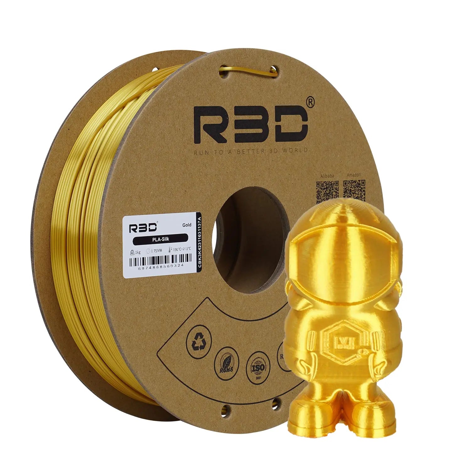 Gold - R3D Silk PLA Filament - 1.75mm, 1kg - 3D Printing Canada