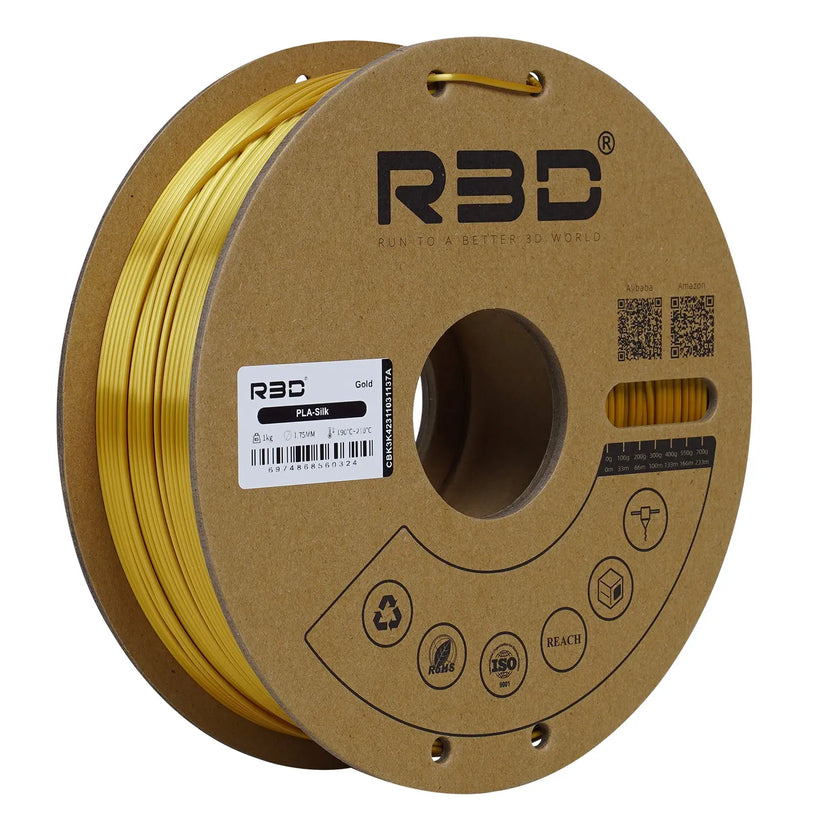 Gold - R3D Silk PLA Filament - 1.75mm, 1kg - 3D Printing Canada