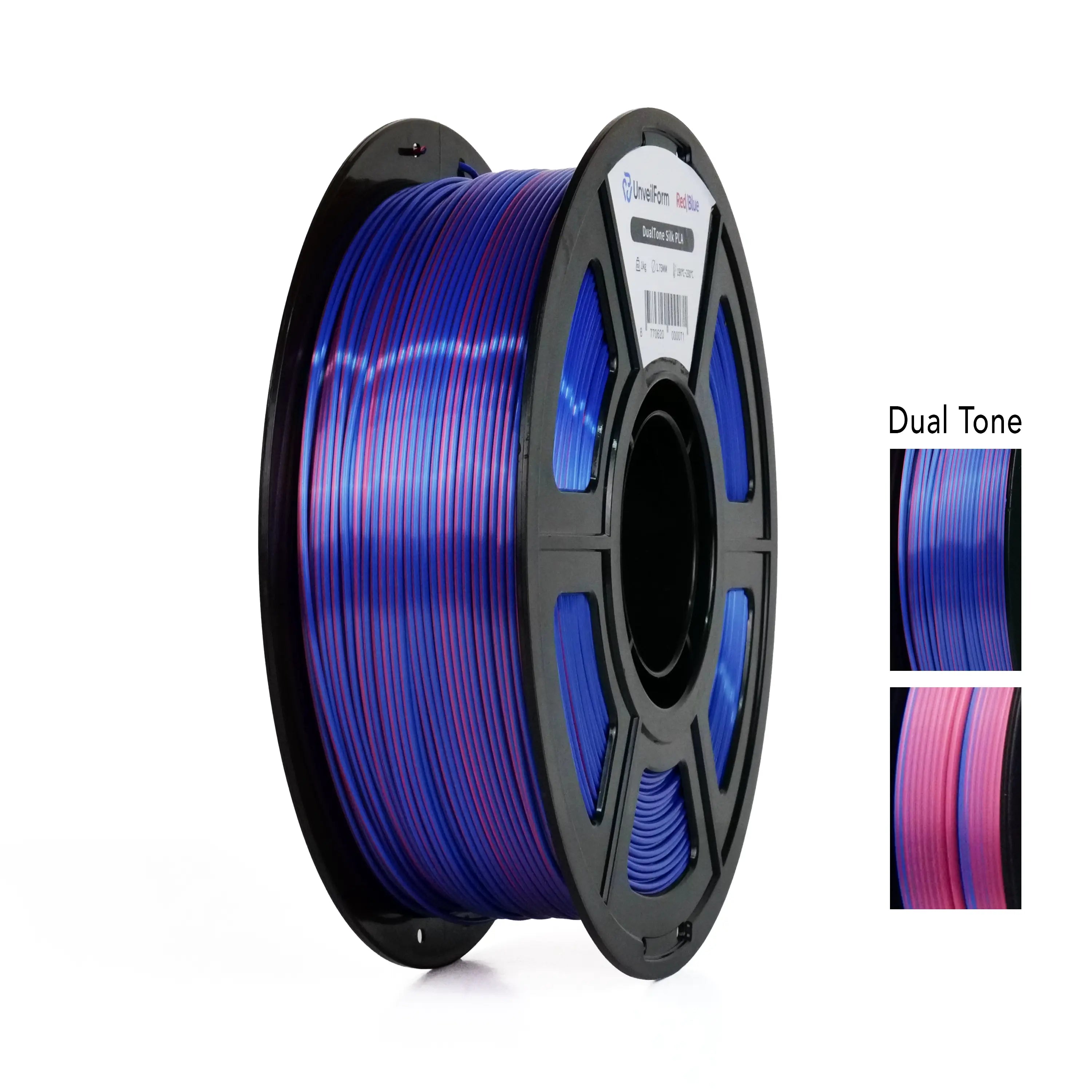 Red/Blue - Unveil Form DualTone Silk PLA - 1.75mm, 1kg - 3D Printing
