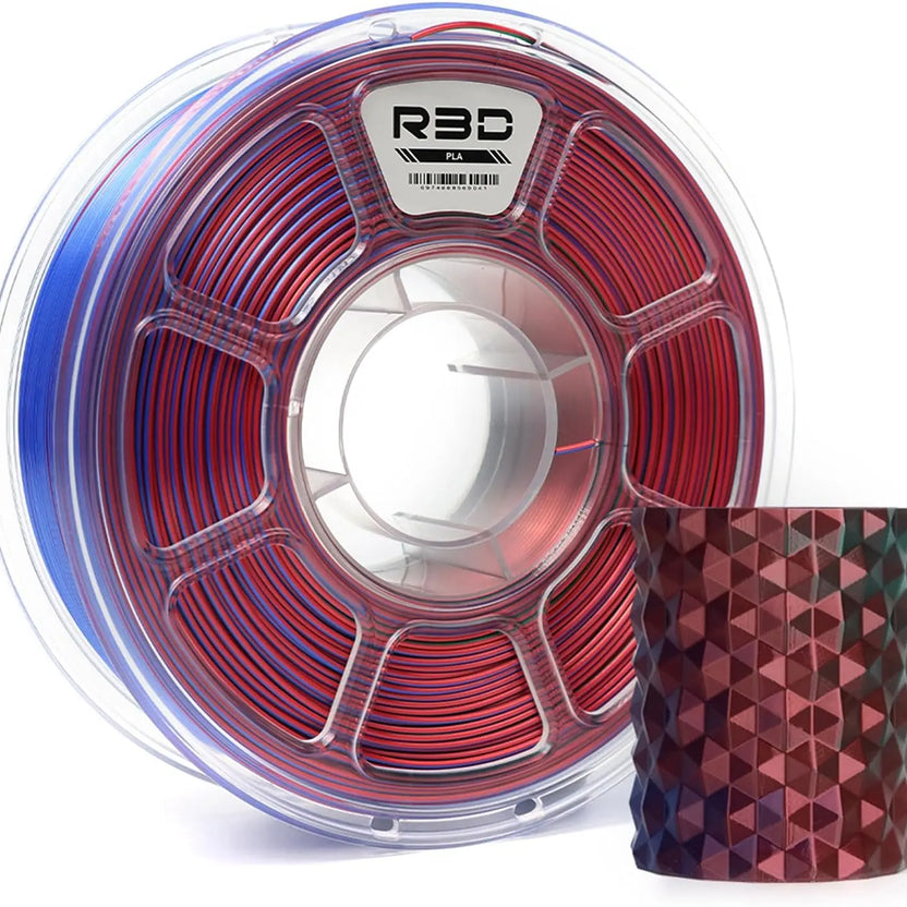 Red/Green/Blue R3D Tri Colour Matte Magic PLA Filament 1.75mm, 1kg