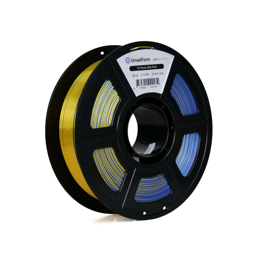 Red/Yellow/Blue - Unveil Form TriTone Silk PLA - 1.75mm, 1kg - 3D